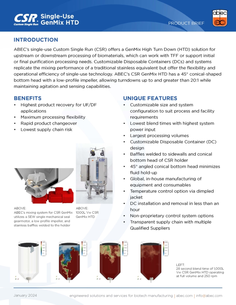 ABEC CSR® Single-Use GenMix High Turn Down - ABEC